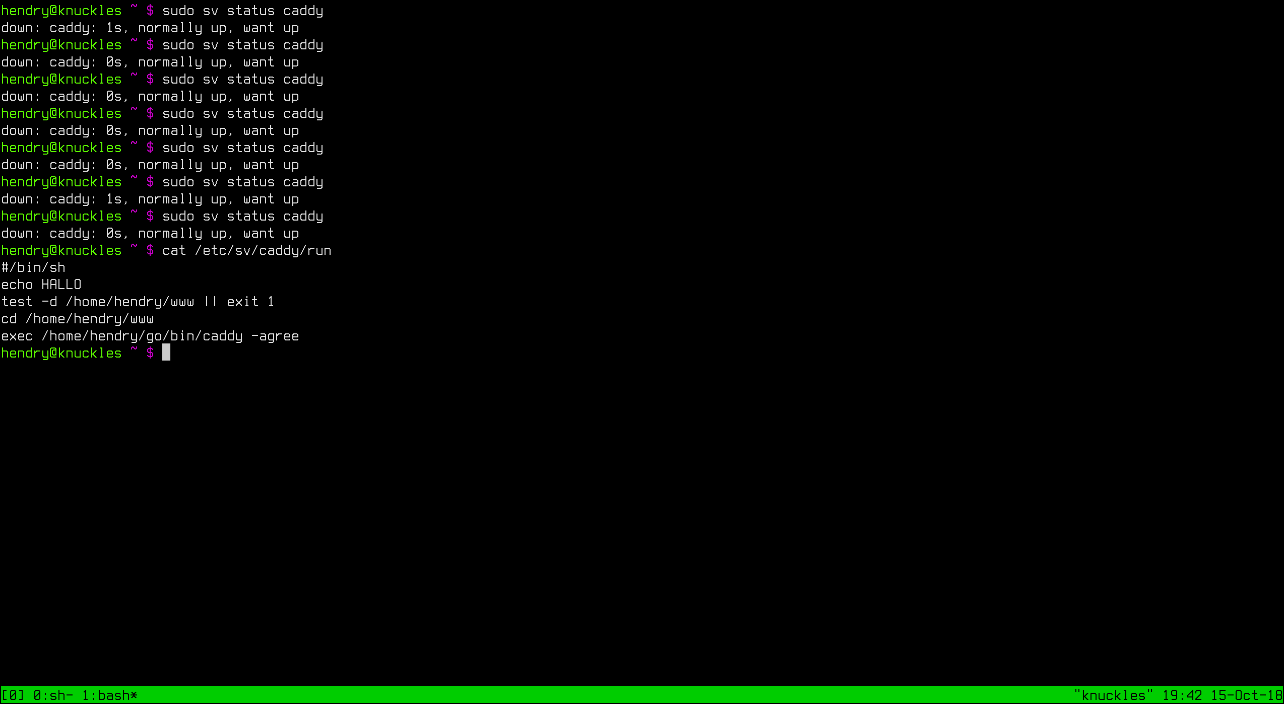 Can't get an sv service working.. any tips? Nothing in `svlogtail` : r/voidlinux